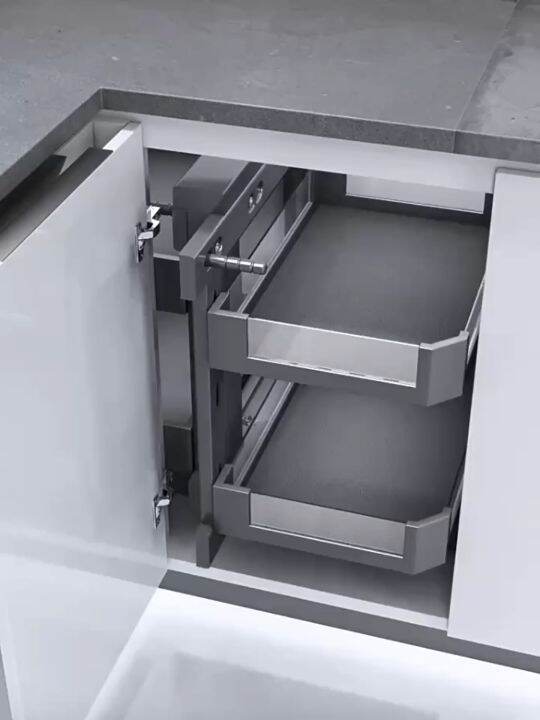 ALUMINIUM+TEMPERED KITCHEN CABINET MAGIC CORNER Pull Out Blind Corner 4 ...
