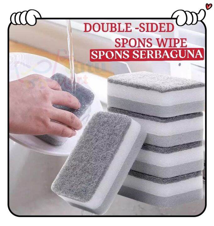 DOUBLE-SIDED DISH WASH SPON CLEANING SPONGE Busa Spons Cuci Piring Dua ...