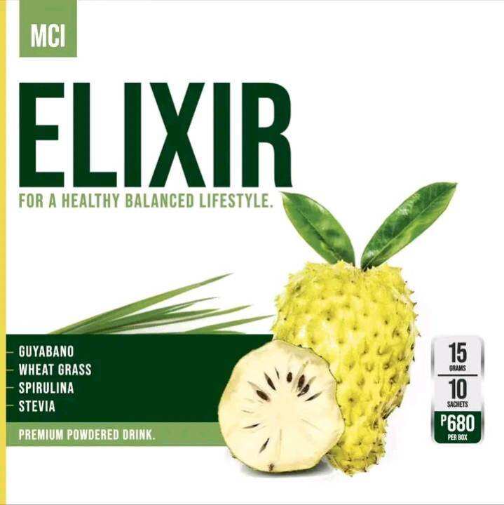 MCI ELIXIR HERBAL JUICE MIX GUYABANO WHEAT GRASS SPIRULINA STEVIA 15 GRAMS 10 SACHETS | Lazada PH