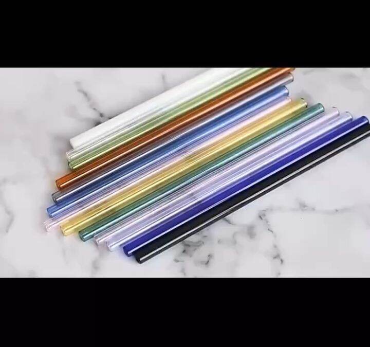 Sedotan Kaca Premium Lurus Bengkok Transparan Anti Panas Glass Warna ...