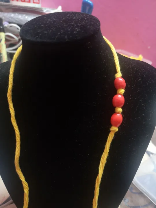 Red beads with manjal thali kayiru | Lazada