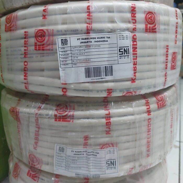 Kabel Nym kabel listrik kawat tembaga murni 3x1.5mm kabelindo 1 roll ...