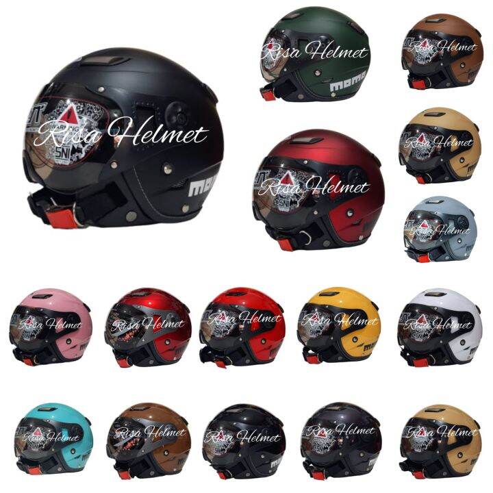 Helm Bogo retro jpn momo pilot hitam dop kuning dop army dop maroon dop ...