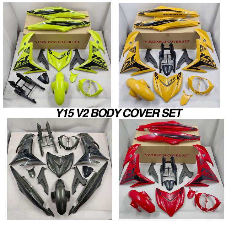 YAMAHA Y15 V2 BODY COVER SET OEM ( STICKER TANAM ) EX CREAMY WHITE ...