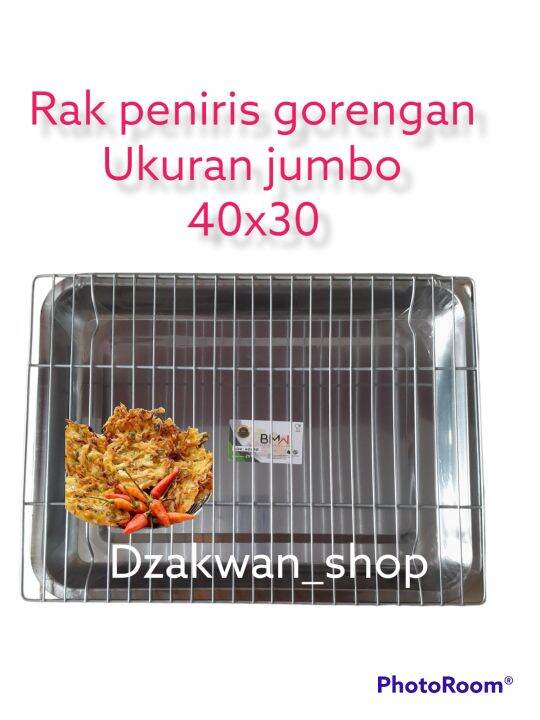 Rak Peniris Gorengan, sosis dan Nampan Stainless Jumbo uk 40x30/ 1 set ...
