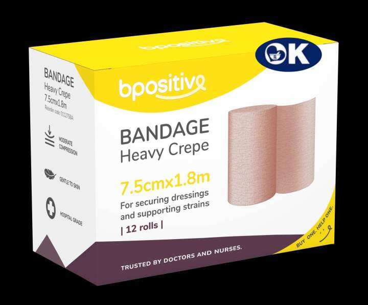 BPOSITIVE Heavy Crepe Bandage 7.5cm x1.8m 1 roll | Lazada