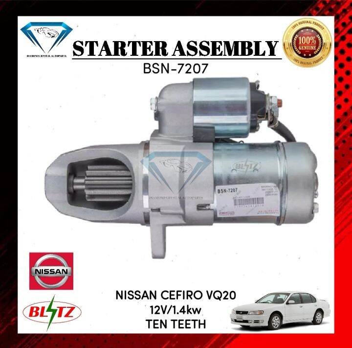 STARTER ASSEMBLY NISSAN CEFIRO VQ20 12V/1.4KW TEN TEETH "BLITZ BRAND ...