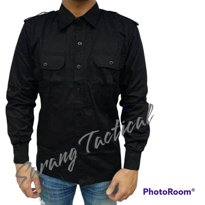 Kemeja Hitam Pdl/Kemeja Lapangan/Kemeja Pdl Hitam/Baju Pdl/Baju Hitam ...