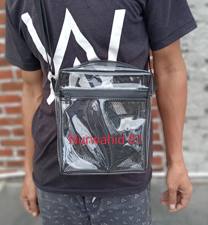 tas selempang transparan pria wanita, tas kerja transparan tas kuliah ...