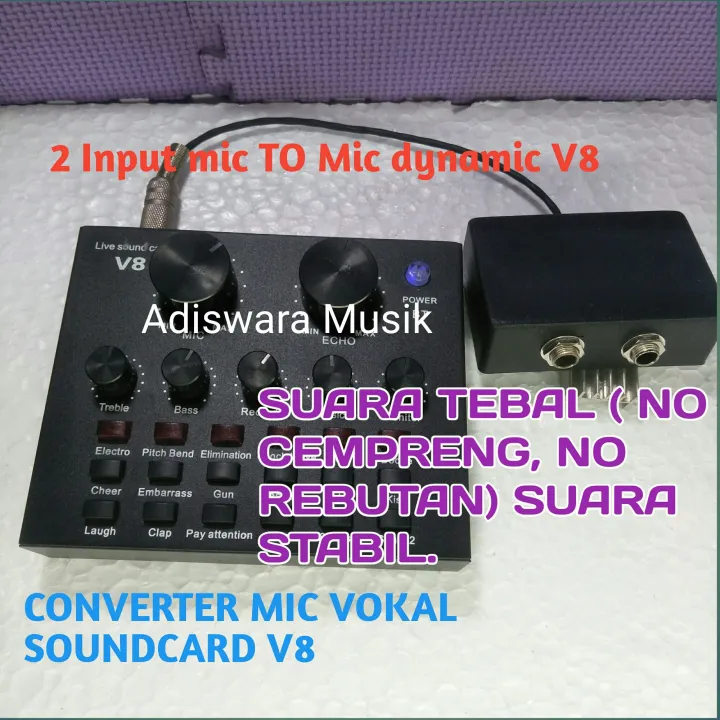 Converter mic vokal v8 2 mic pasif | Lazada Indonesia