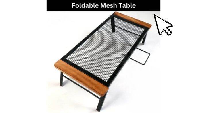 Camping Wood Iron Mesh Table Foldable Table BBQ Grill Outdoor Meja ...