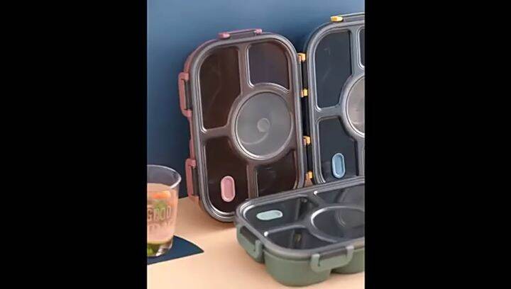 Teemay 5 Compartments Divided Plate Lunch Box Bento Boxes Portable And ...