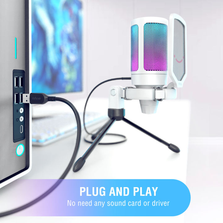 FIFINE A6V USB Condenser Gaming Microphone,สำหรับ PC PS4 PS5 MAC พร้อม ...