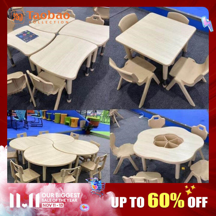 Children's Solid Wood Table and Chair Can Be Assembled Moon Table ...