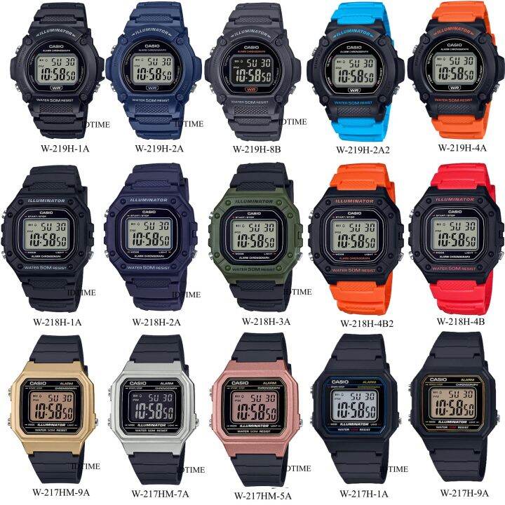CASIO ระบบดิจิตอล รุ่น W-217H,W-219H,W-218H Series สายเรซิน สินรับ ...