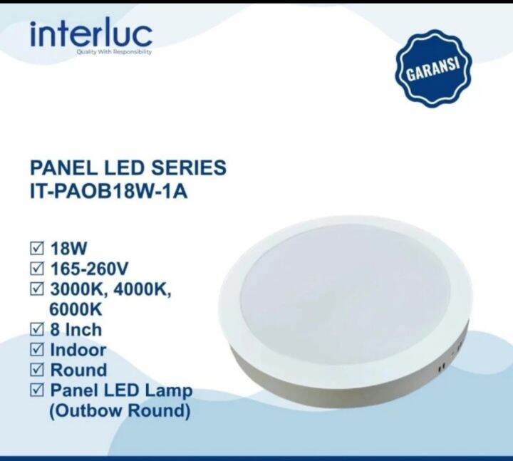 INTERLUC LAMPU DOWNLIGHT PANEL LED 18W OB BULAT OUT BOW TEMPEL PLAFON ...