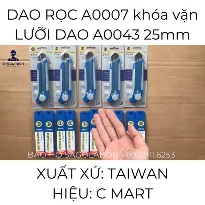 Dao rọc đa năng cỡ lớn A0007 và hộp 10 lưỡi dao 25mm A0043 hiệu C MART | Lazada.vn