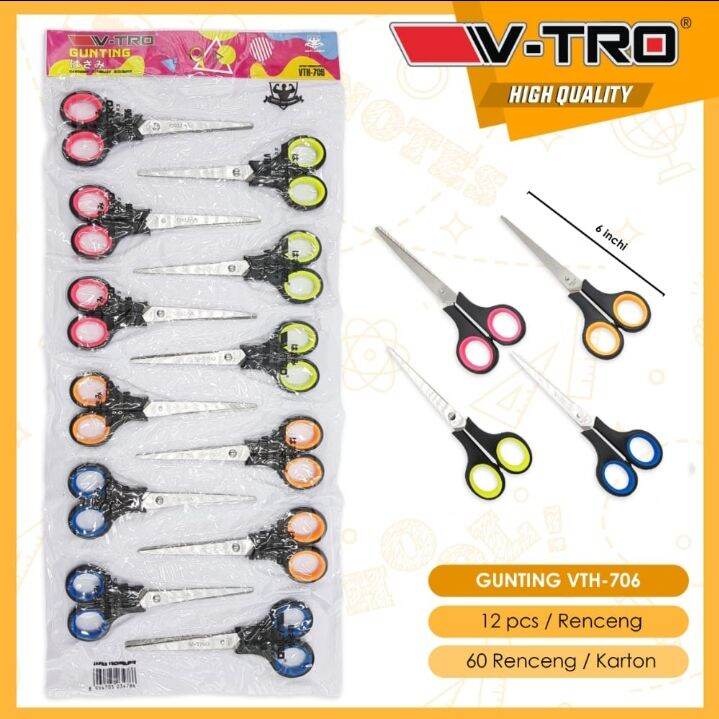 24 pcs - ( 2 lembar ) VT 706 -2 lusin gunting tanggung, Gunting kertas ...