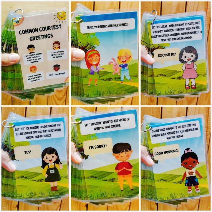 laminated flashcards courtesy greetings good manners | Lazada PH