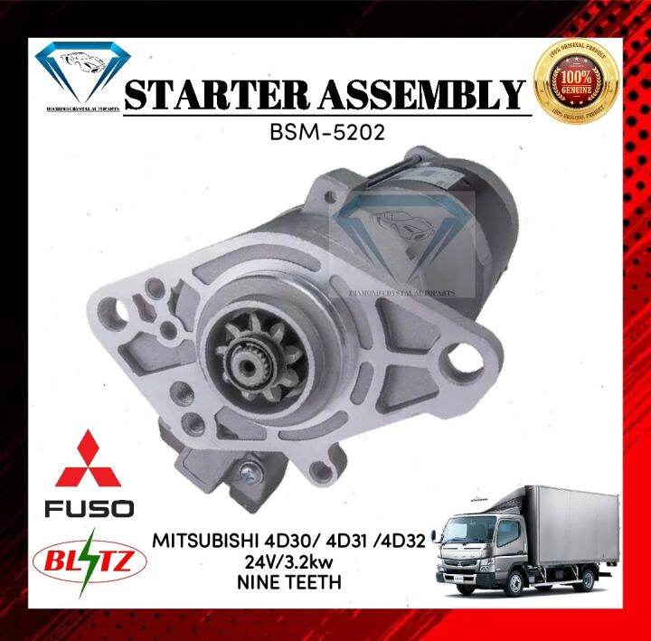 STARTER ASSEMBLY MITSUBISHI 4D30/ 4D31/ 4D32 CANTER 24V/3.2KW NINE ...