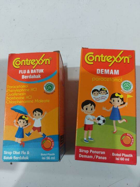 CONTREXIN DEMAM RASA JERUK DAN FLU & BATUK RASA JERUK 56ML | Lazada ...