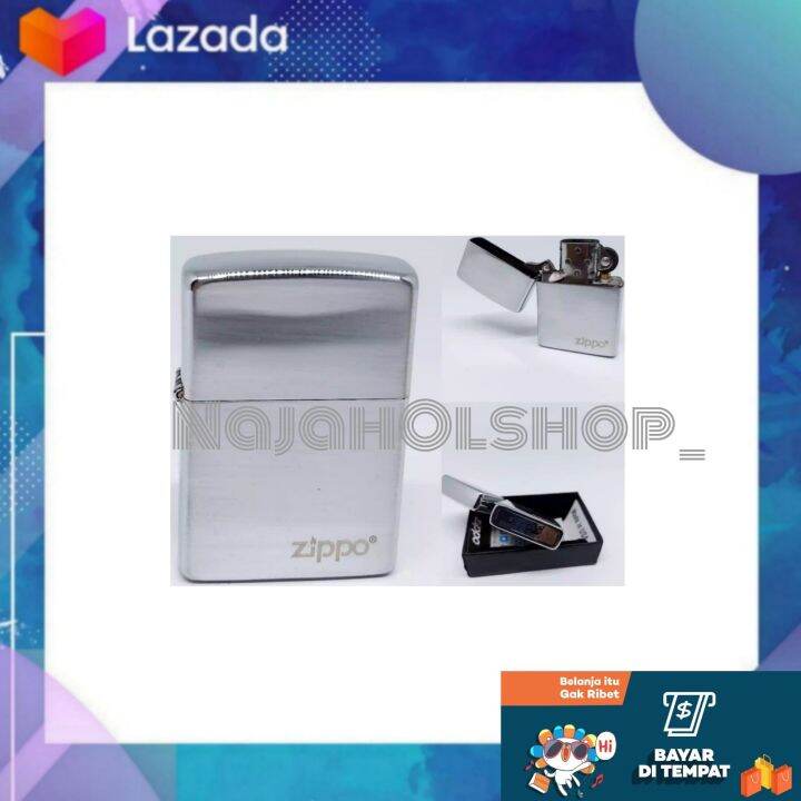 (Free Box) Korek Api Zippo Original Made In USA Silver/Mancis Unik ...