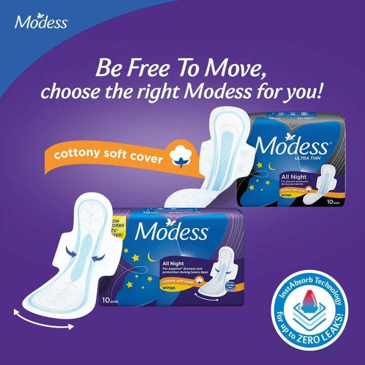 Modess All Night Extra Long with Wings Sanitary Napkin 4s - Heavy Flow ...