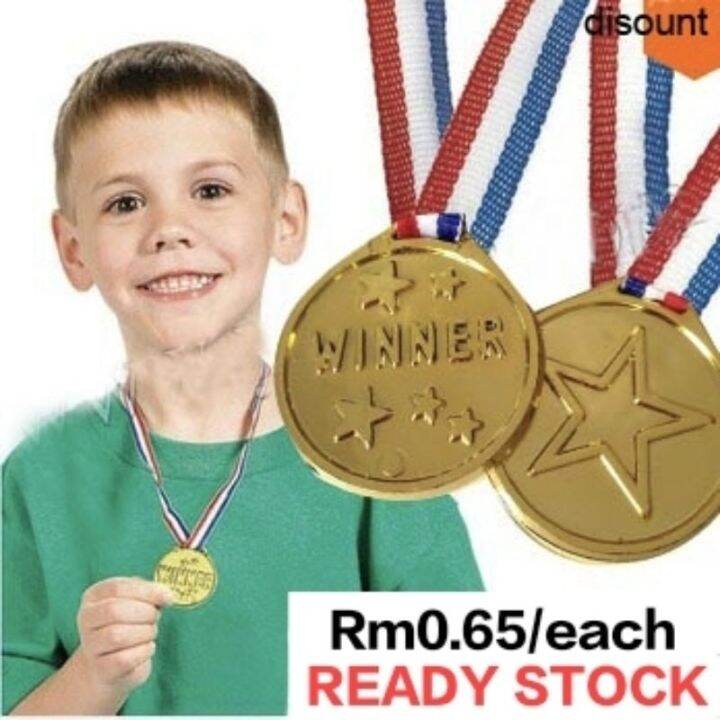 Plastic Gold Tone Winner Award Medals School Supplies Kids Toy Photo ...