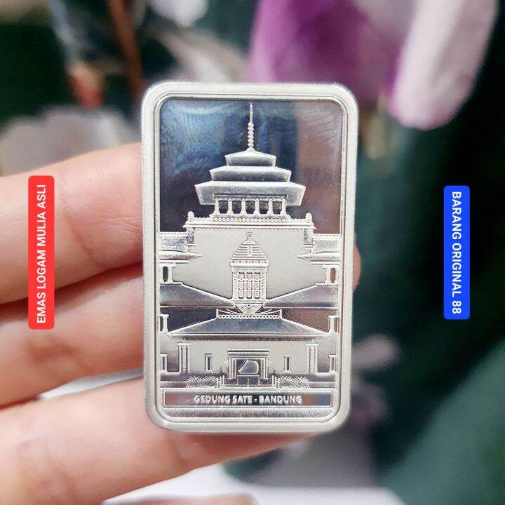 PERAK ANTAM BATANGAN MURNI 999.5 1 Troy Ons Ounce GAMBAR GEDUNG SATE ...