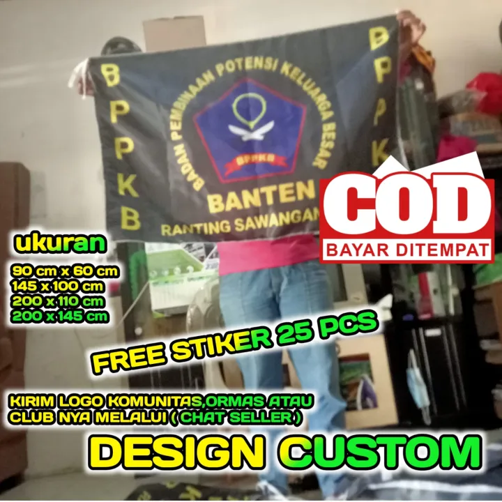 bendera custom ukuran 90 x 60 cm bahan tc import free stiker 25 pcs ...