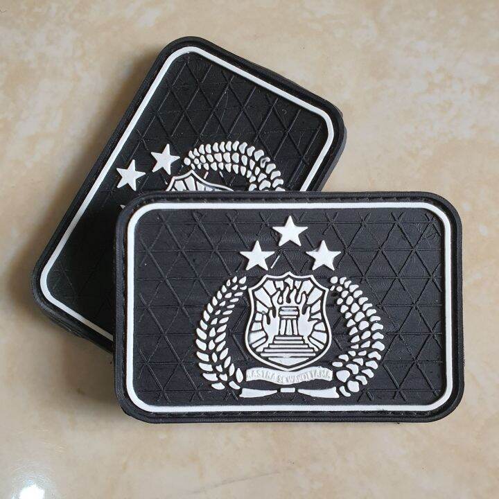 patch rubber logo tibrata kotak lis putih - polisi - polri - police - tempelan emblem karet ...