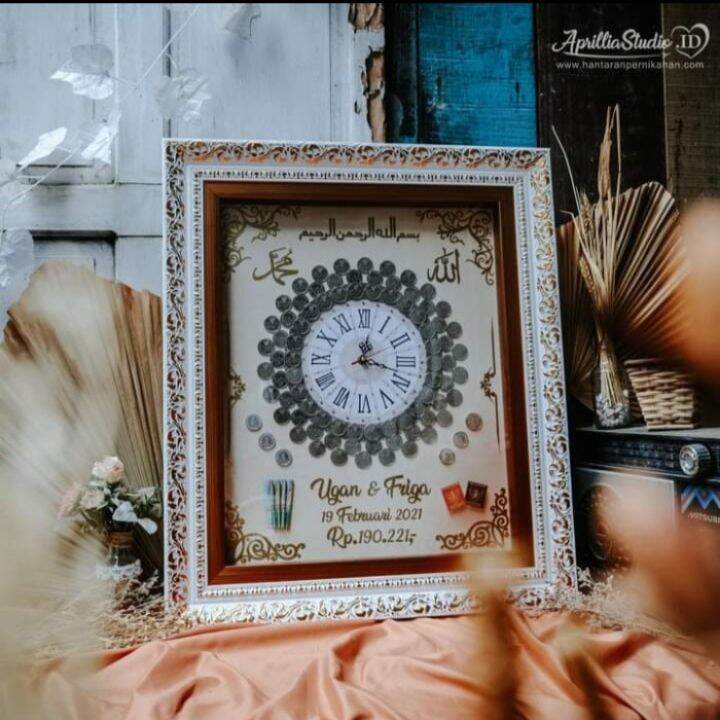 Mahar Uang koin&jam, pigura ukir dan kombinasi warna | Lazada Indonesia