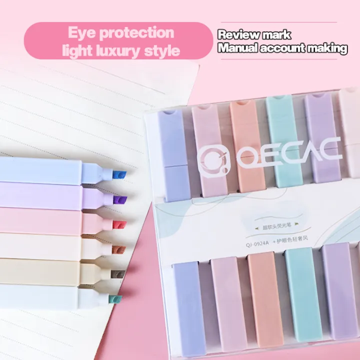 6 Colors/set Macaron Highlighter Pens Marker Candy Color Pens Gel Pens ...
