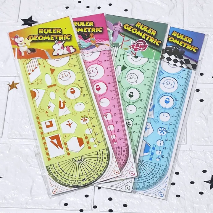 (1 pcs) Ruler Geometric - Penggaris Geometri - Penggaris Busur ...
