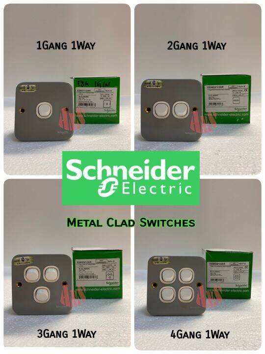 Schneider ESM Metal Clad Switch 1Gang 2Gang 3Gang 4Gang 1Way | Lazada