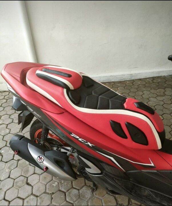 Jok Honda PCX 160 Predator Custom-Jok Modifikasi PCX 160 Model Predator bahan kulit mbtech ...