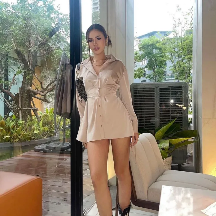 Thawee.co - Clara Shirt Dress (Champagne) | Lazada.co.th