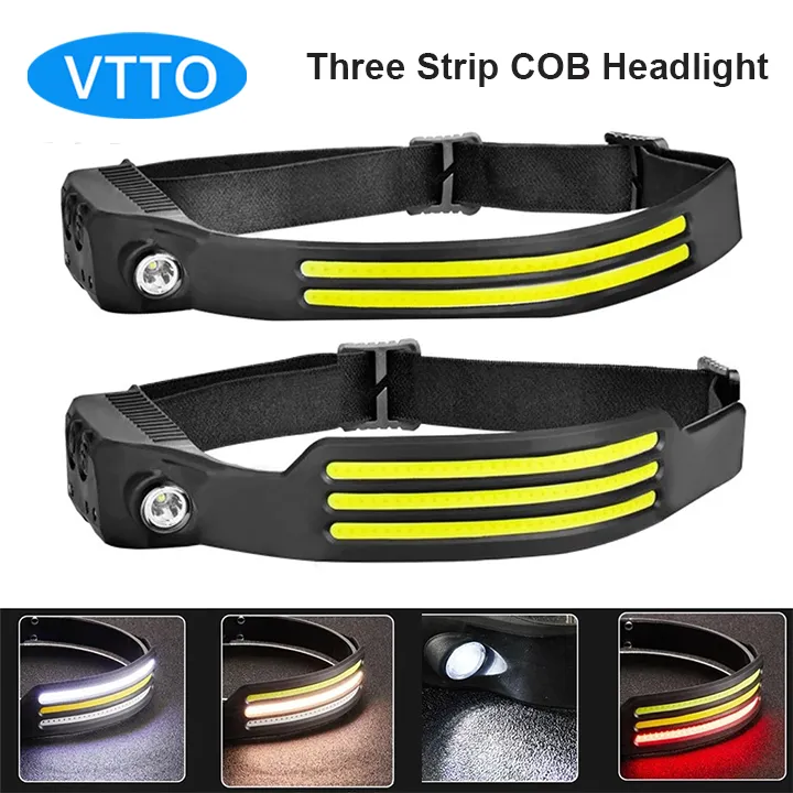 VTTO COB Running Headlamp Red White Light Source LED Headlight USB C ...
