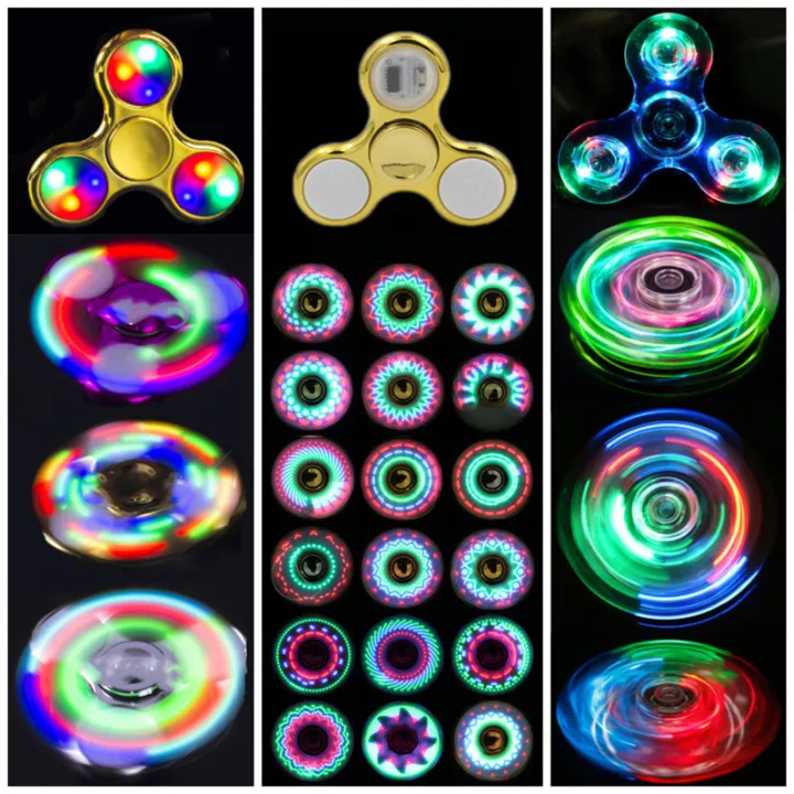 พร้อมส่งแฮนด์สปินเนอร์ ไจโร ของเล่น LED Fidget Spinner Mechanical Gyro ...