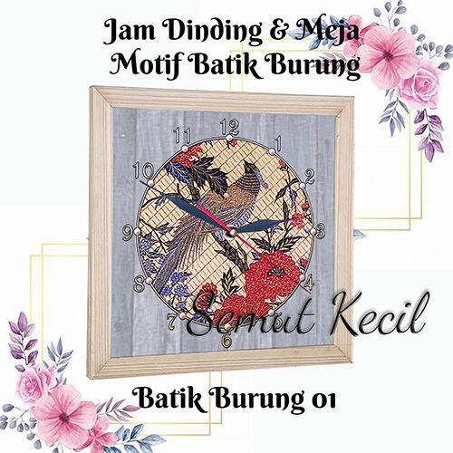 Jam Dinding Bingkai Kayu Aesthetic Bisa Jam Meja Motif Batik Burung ...