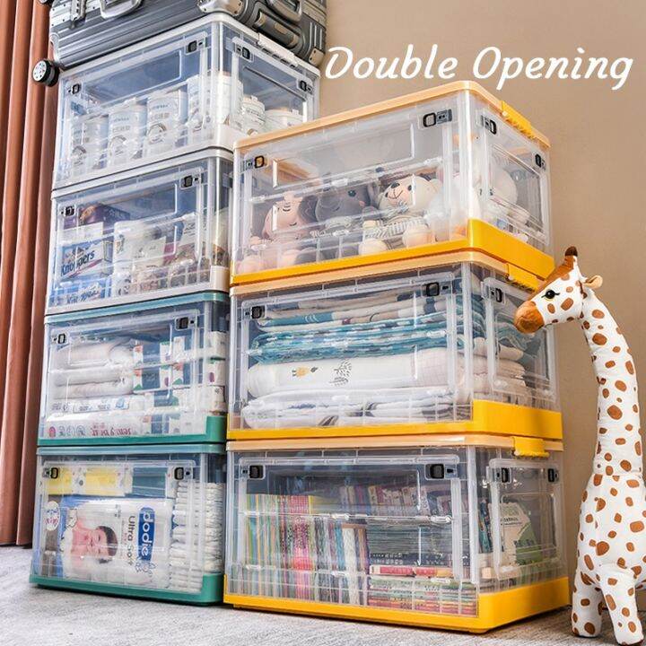 Storage Boxes Transparent Double Doors Space Savers Organizer Clothes ...