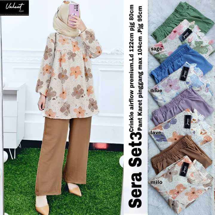 Sera Set 3 bahan crinkle airflow | Lazada Indonesia