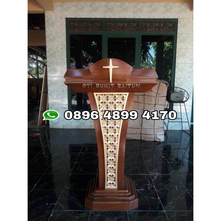 mimbar pidato kayu jati podium gereja kayu jati finishing | Lazada ...