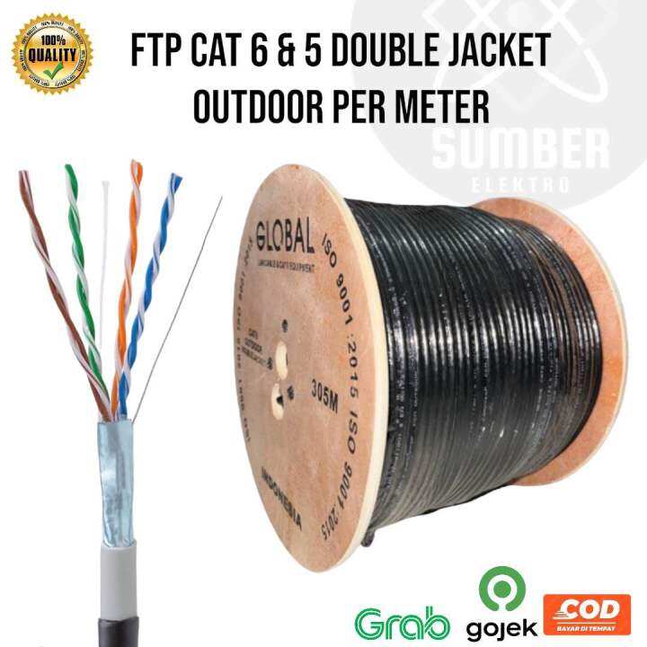 KABEL LAN FTP CAT 6 & 5 DOUBLE JACKET OUTDOOR PER METER - FTP LAN ...