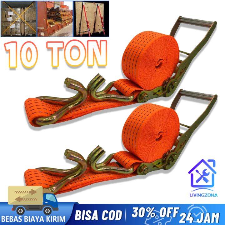 5CM x 6/8/10 Meter Tali Pengikat Barang Motor / Ratchet Tie Down 10Ton ...