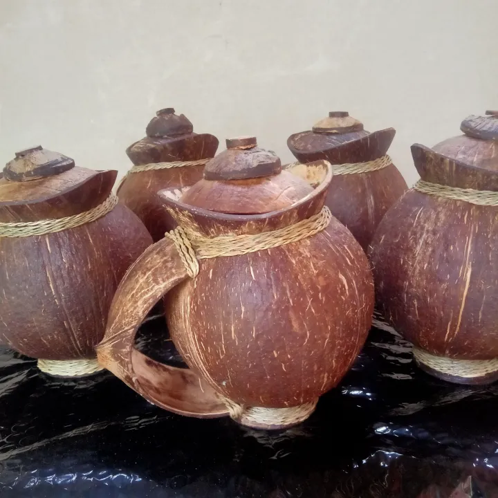 cangkir/gelas muk batok kelapa tua unik jadul etnik Natural alami ...