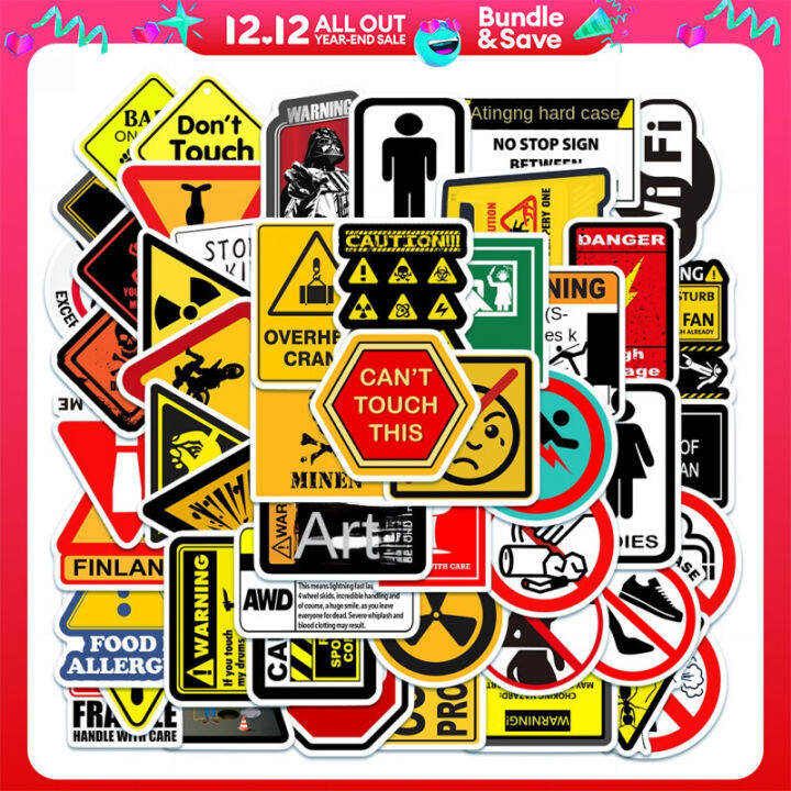 50pcs Funny Warning Stickers Danger Banning Sign Viny Decal Car Scooter ...
