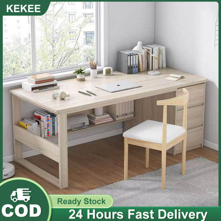 KEKEE Computer Table With Drawers Writing Study Desk Modern Home Office ...
