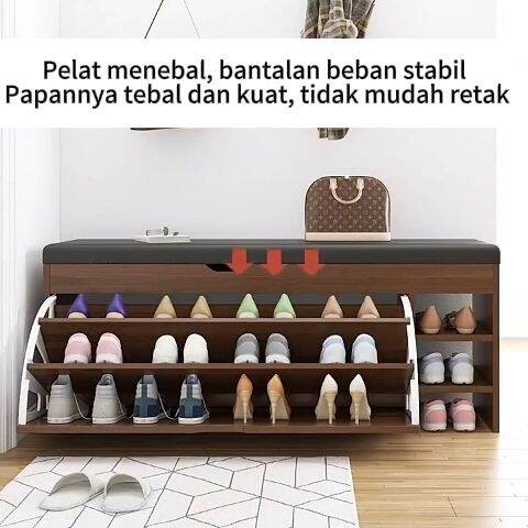 Rak Sepatu Duduk Sofa Kayu / Lemari Sepatu Kayu Minimalis/Tempat Pakai ...