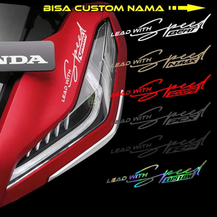 Sticker motor keren lead with speed Stiker viral bisa custom nama ...